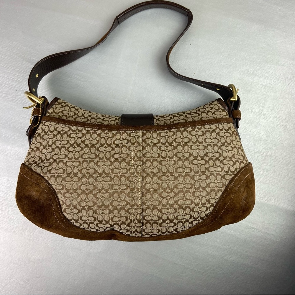 Coach Signature Y2k Micro Logo Brown Suede Shoulder B… - Gem